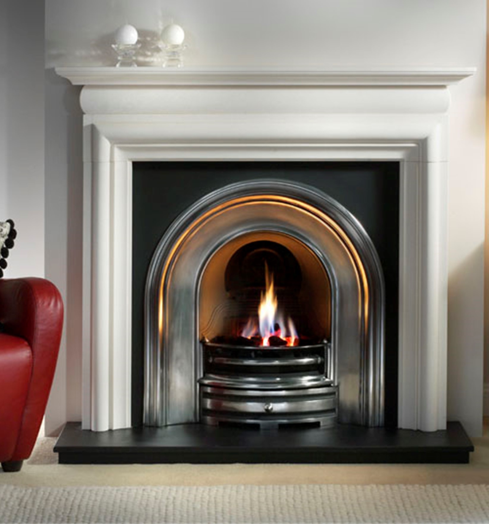 Crown 37" x 37" Highlighted Fireplace complete with Cast Back