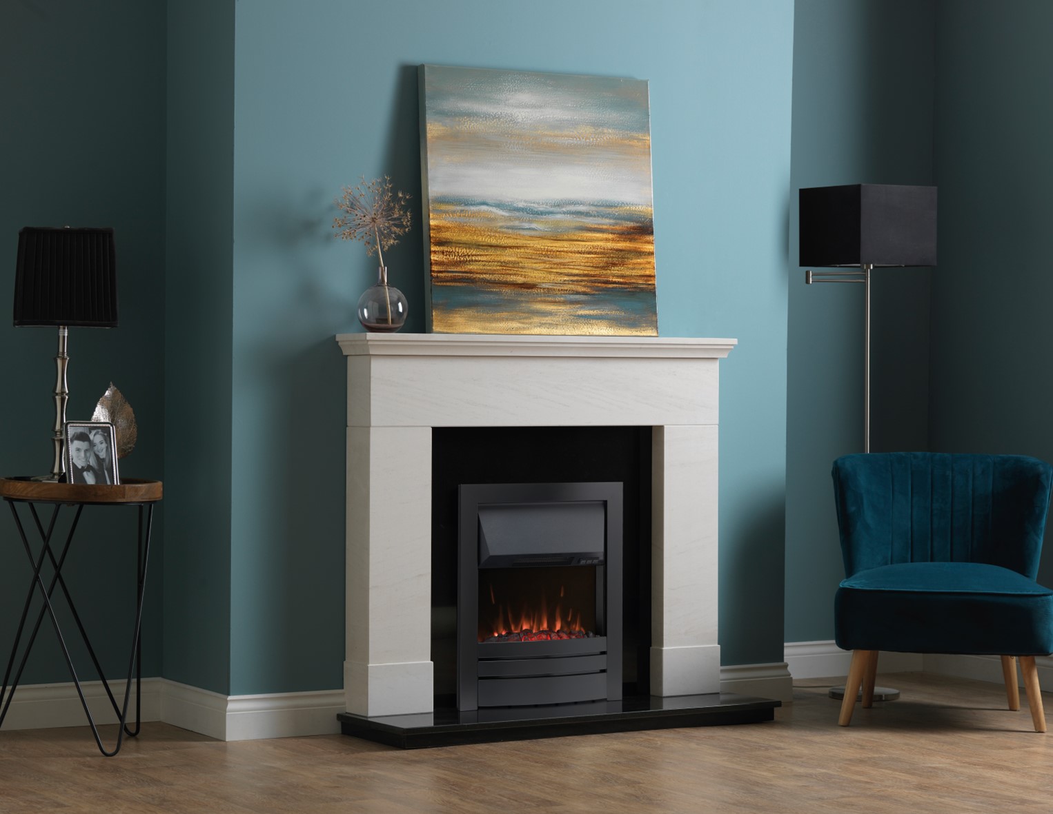 Hopton Electric Inset Fire with Black Frame, 1300017